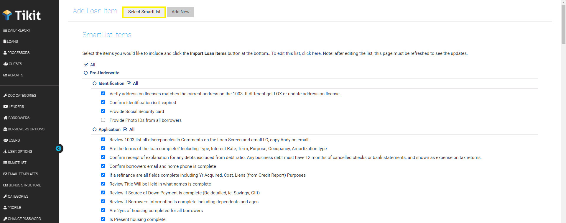 Add Loan Items and Conditions - Tikit Cloud-Based Hodme Warranty Software | Loan Processing Software