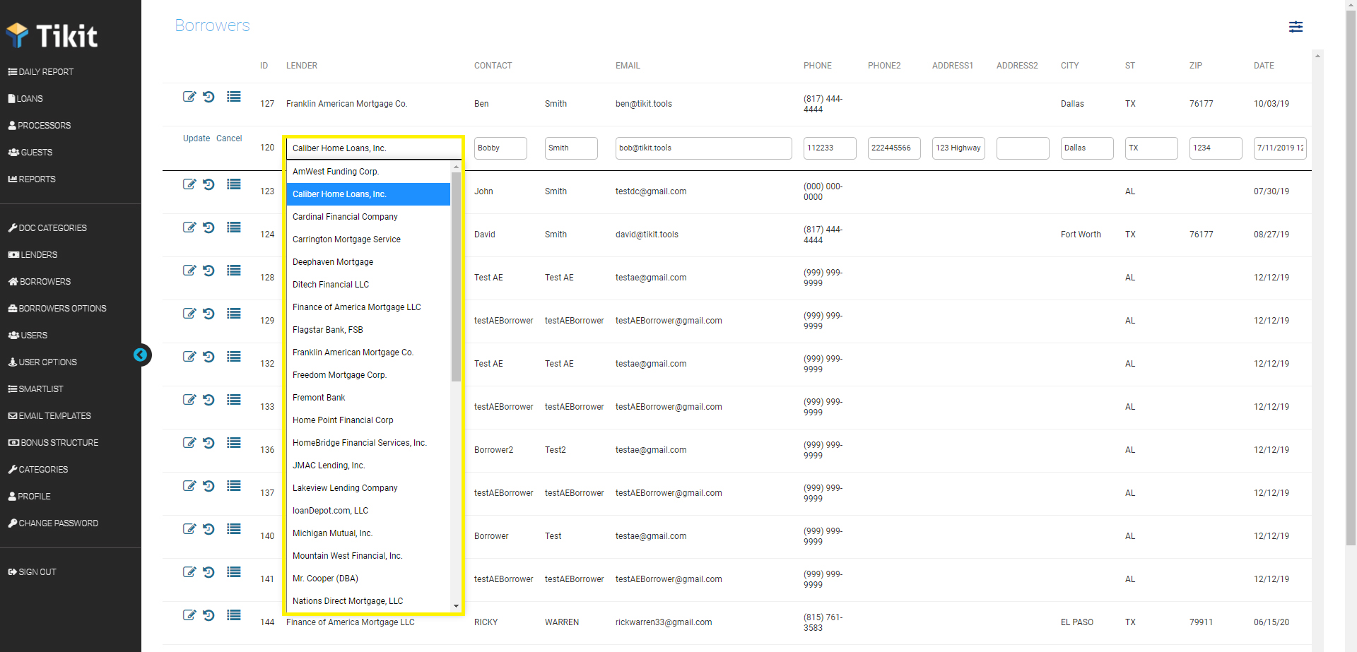 Change the Lender used on a Loan - Tikit Cloud-Based Hodme Warranty Software | Loan Processing ...