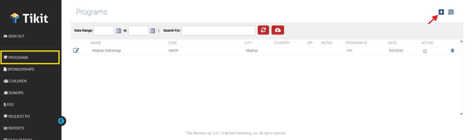 Add Programs - Tikit Cloud-Based Nonprofit Software